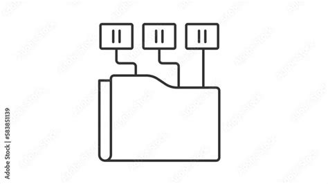 Animated Digital Folder Linear Icon Computer Files Organization
