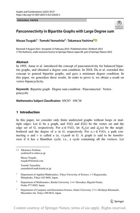 Panconnectivity In Bipartite Graphs With Large Degree Sum Request Pdf