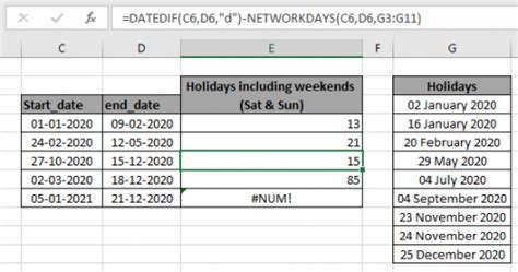 Count Holidays Between Dates In Excel