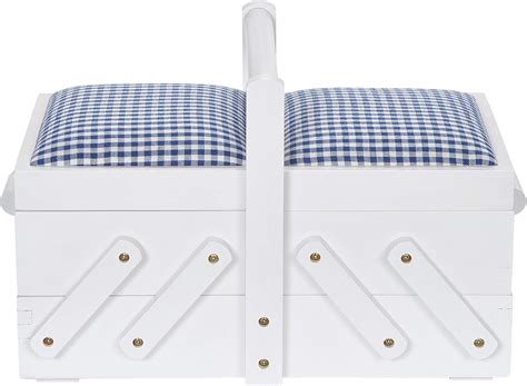 Prym 612577 Wooden S White With Fabric Sewing Box Bigamart