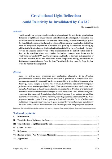 Pdf Gravitational Light Deflection Could Relativity Be Invalidated