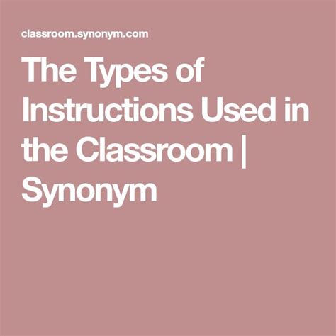 Types Of Classroom Instructions