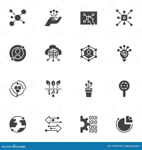 Technology Connection Vector Icons Set Stock Vector Illustration Of