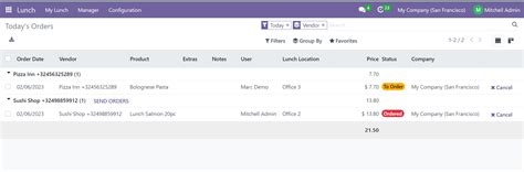 Manager In Odoo 16 Lunch App Odoo V16 Community Edition Book