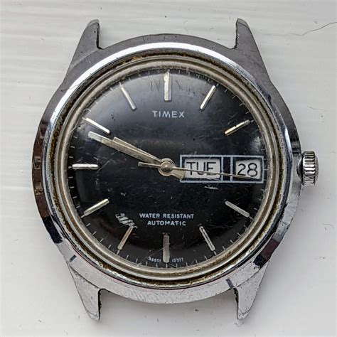 Timex Viscount Day Date Automatic Watch 48851 10977 1977 Vintage