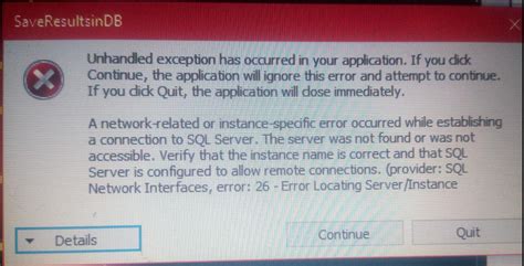 C Connecting To A Local Sql Server Database Does Not Work In The