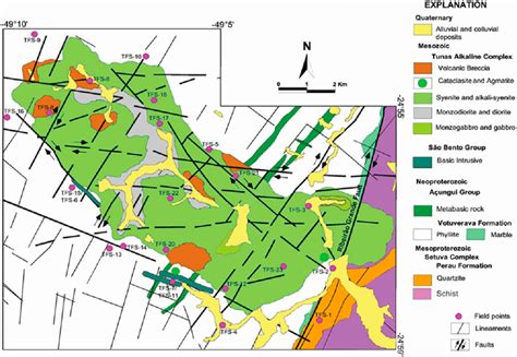 Tacs Geological Map Representing Faults And Lineaments Interpreted Download Scientific Diagram