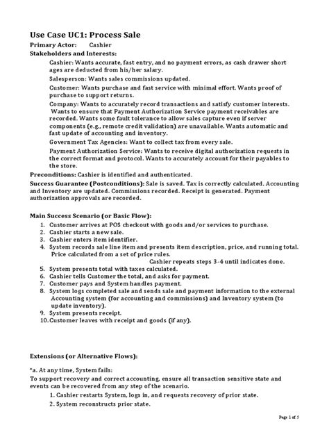 object oriented analysis and design use cases pdf point of sale