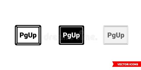 Pgup Button Icon Of 3 Types Color Black And White Outline Isolated