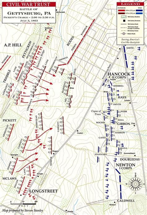 Cemetery Ridge Gettysburg Map Gettysburg Pickett Picketts Wa 0852