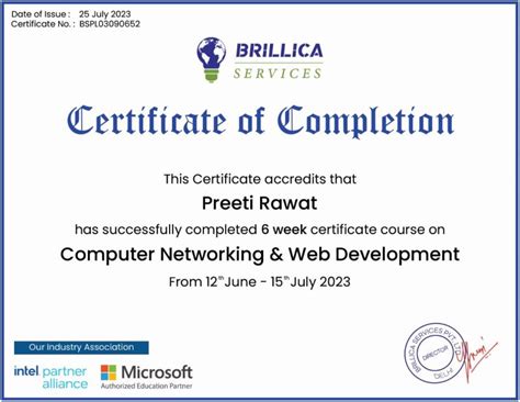 preeti rawat on linkedin certificatecompletion networking webdevelopment brillicaservices…