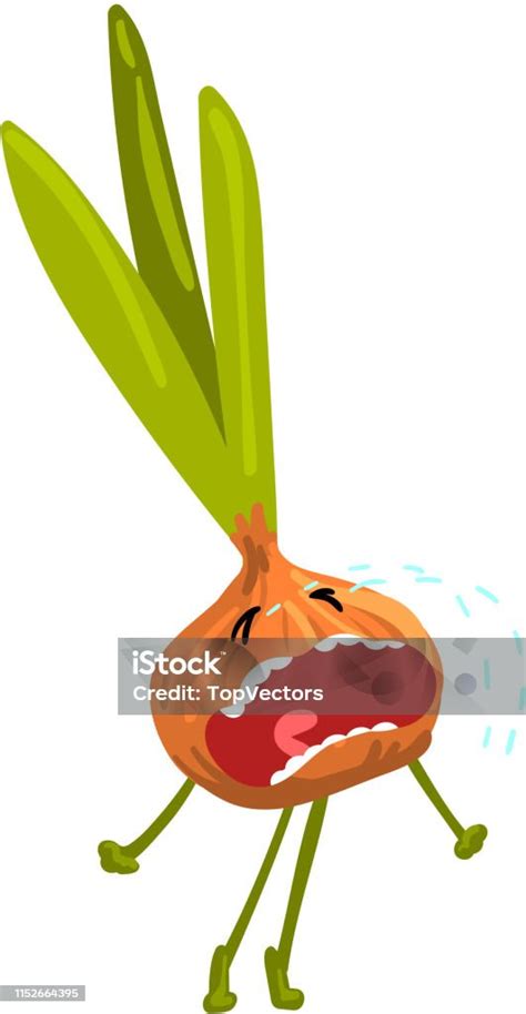 귀여운 양파 눈물 재미 있은 얼굴 벡터 일러스트와 함께 불행 한 야채 캐릭터와 울고 양파에 대한 스톡 벡터 아트 및 기타 이미지