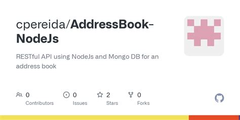 Github Cpereidaaddressbook Nodejs Restful Api Using Nodejs And Mongo Db For An Address Book
