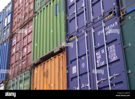 Containers Stacked In Port Stock Photo Alamy