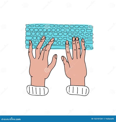 Hands And Keyboard Coding Development Hackathon Freelance Worker Vector Contour Line