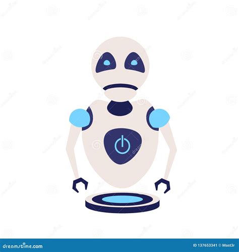 Modern Cute Robot Artificial Intelligence Future Technology Assistance Concept Flat Isolated