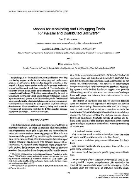 pdf models for monitoring and debugging tools for parallel and distributed software
