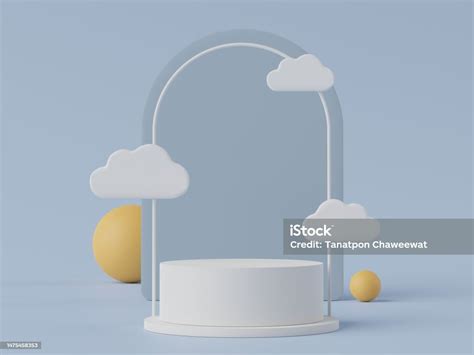 지구 색조 테마가 있는 흰색 빈 연단의 파스텔 최소 장면의 3d 렌더링 음소거 된 포화 된 색상 간단한 기하학적 모양 디자인 0명에 대한 스톡 사진 및 기타 이미지 Istock