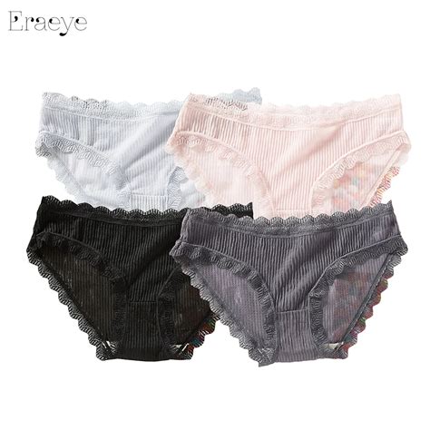 Eraeye 3pcs Set Sexy Lace Panties Seamless Women Underwear Nylon Silk