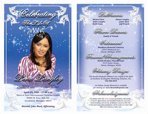 Obituary Template Free Design Of Obituary Program Backgrounds To Pin On Pinterest
