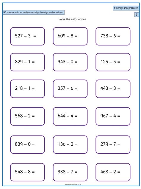 Add And Subtract Numbers Mentally Including A Three Digit Number And Ones 2 Master The