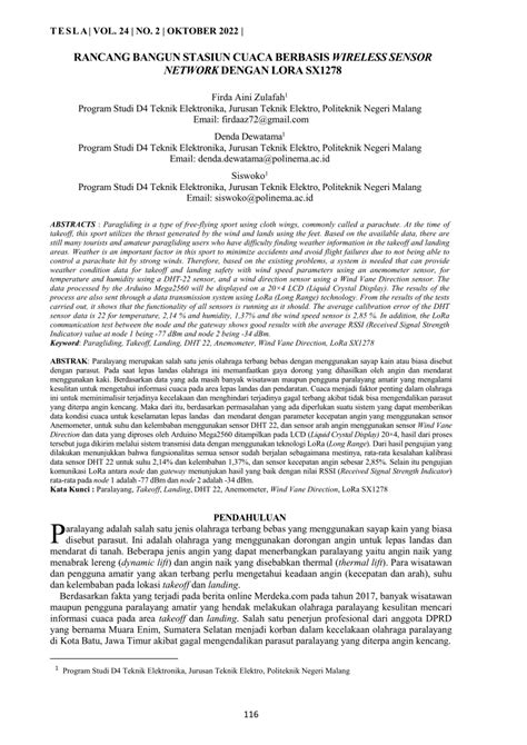 Pdf Rancang Bangun Stasiun Cuaca Berbasis Wireless Sensor Network Dengan Lora Sx1278