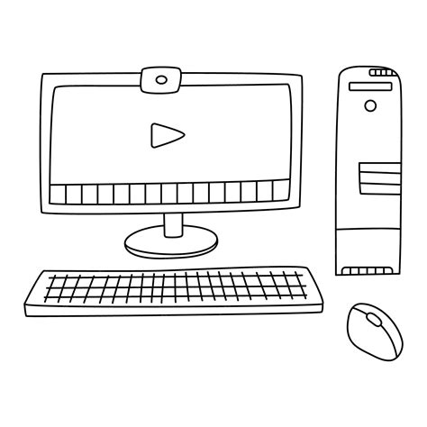 Premium Vector Personal Computer With Monitor Pc Tower Keyboard And