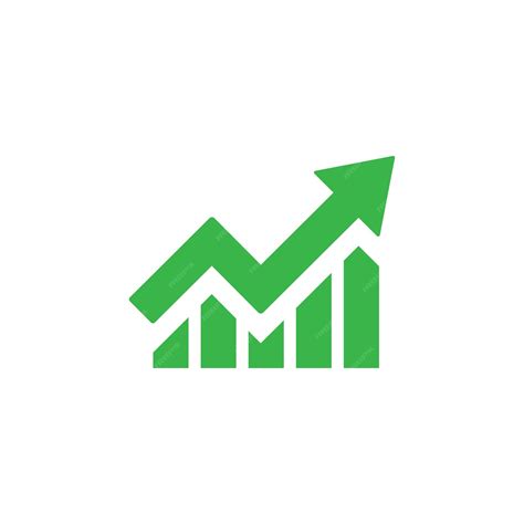 Premium Vector Single Green Vector Arrow Growing Pointing Up On Chart Graph Bars Icon Isolated