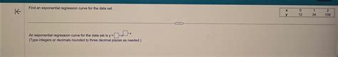 Solved Find An Exponential Regression Curve For The Data Solved Find An Exponential Regression Curve For The Data