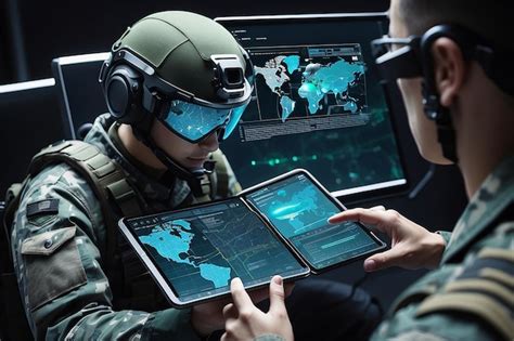 premium photo ai military command augmented reality tablet control