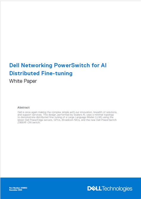 Dell Networking Powerswitch For Ai Distributed Fine Tuning Dell