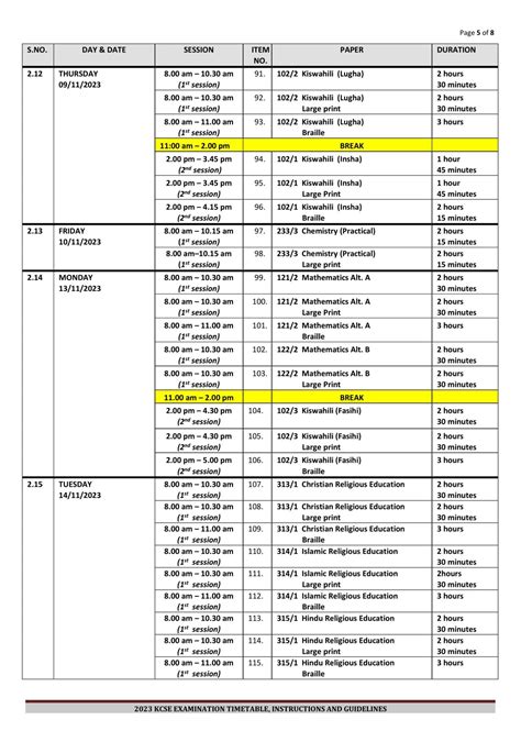 The 2023 Kcse Exam Timetable Education News The Leading Newspaper On Education News