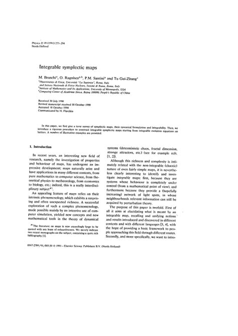 Pdf Integrable Symplectic Maps