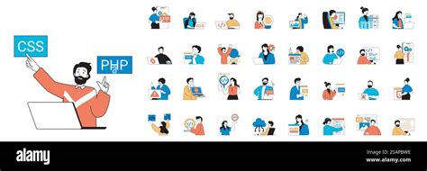 Programming Concept With People Situations Mega Set In Flat Web Design