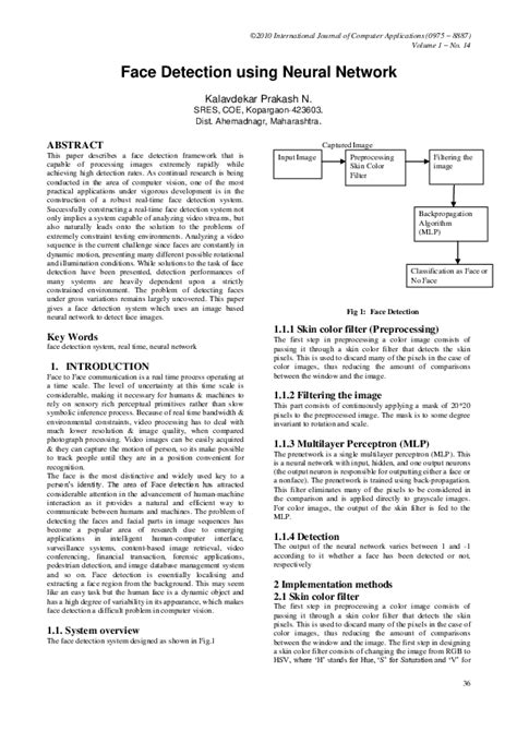 pdf face detection using neural network
