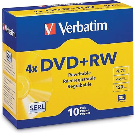 Amazon.com: Verbatim DVD+RW Blank Discs 4.7GB 4X Recordable Discs ...