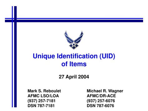 PPT Unique Identification UID Of Items 27 April 2004 PowerPoint Presentation ID 3388852