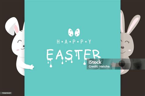 부활절 인사말 카드 휴일 귀여운 토끼와 친구 포스터 종이 커버 초콜릿 개념 초대장 벡터 일러스트 레이 션 계절에 대한 스톡 벡터 아트 및 기타 이미지 Istock