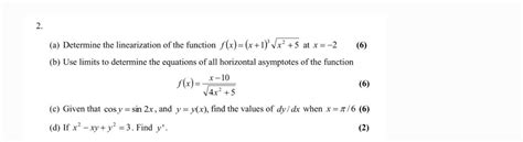 Solved 2 A Determine The Linearization Of The Function
