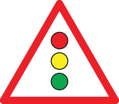 Traffic Lights Warning Triangle Sign Isolated On White Background Red Triangle Warning Road