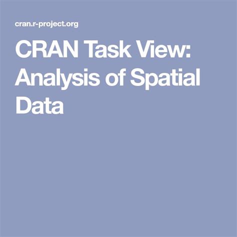 Cran Task View Analysis Of Spatial Data