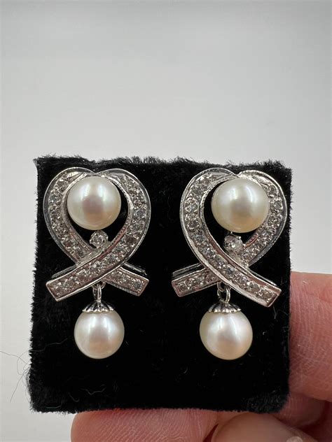1950s Diamond Pearl Drop Earrings For Sale At 1stdibs