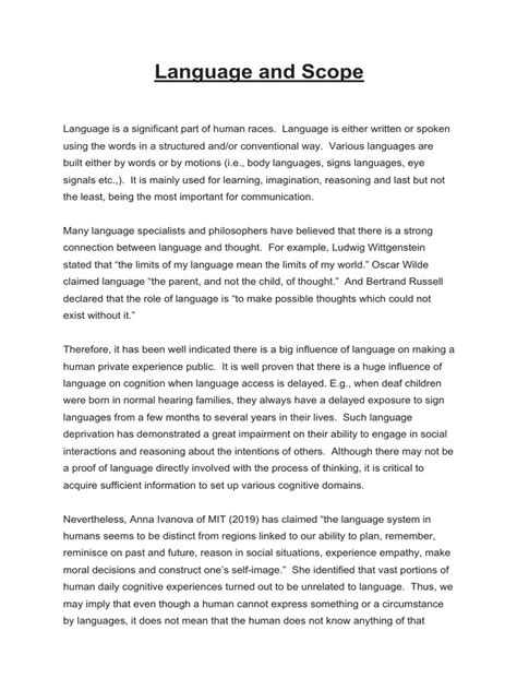 language and scope pdf thought experience