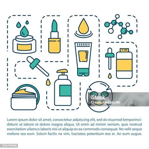 스킨 케어 제품 컨셉 아이콘 텍스트 화장품 및 메이크업 보습 로션 클렌징 토너 Ppt 페이지 벡터 템플릿입니다 브로셔 잡지 선형