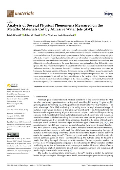 Pdf Analysis Of Several Physical Phenomena Measured On The Metallic Materials Cut By Abrasive