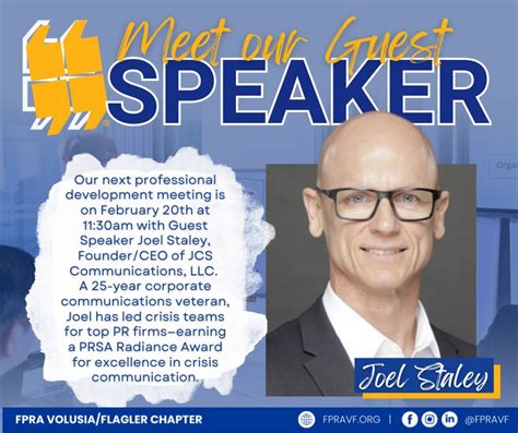 Meet Our Speaker Joel Staley Join Us For Our Next Chapter