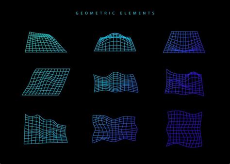 Premium Vector Cyber Neo Futuristic Grid 3d Mesh Objects And Shapes Wireframe Wavy Geometric
