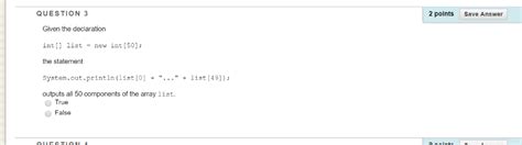 Solved QUESTION Points Save Answer Given The Declaration Chegg