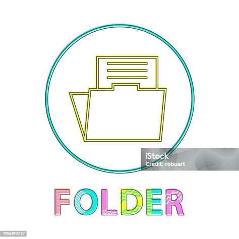 현대 응용 프로그램에 대한 폴더 원형 선형 아이콘 템플릿 개념에 대한 스톡 벡터 아트 및 기타 이미지 개념 그래프 날씬한 Istock