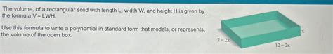 Solved The Volume Of A Rectangular Solid With Length L Chegg Com